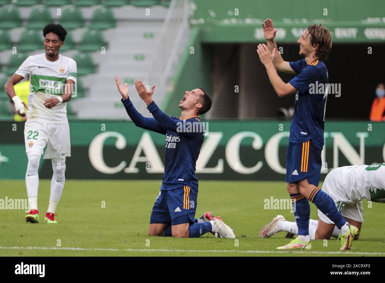 Lucas Vazquez and Luca Modric of Real Madrid during La liga match ...
