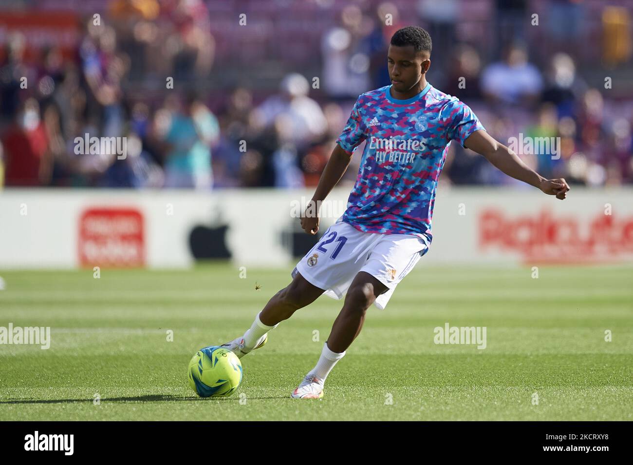 Rodrygo of Real Madrid during the warm-up before the La Liga Santander ...