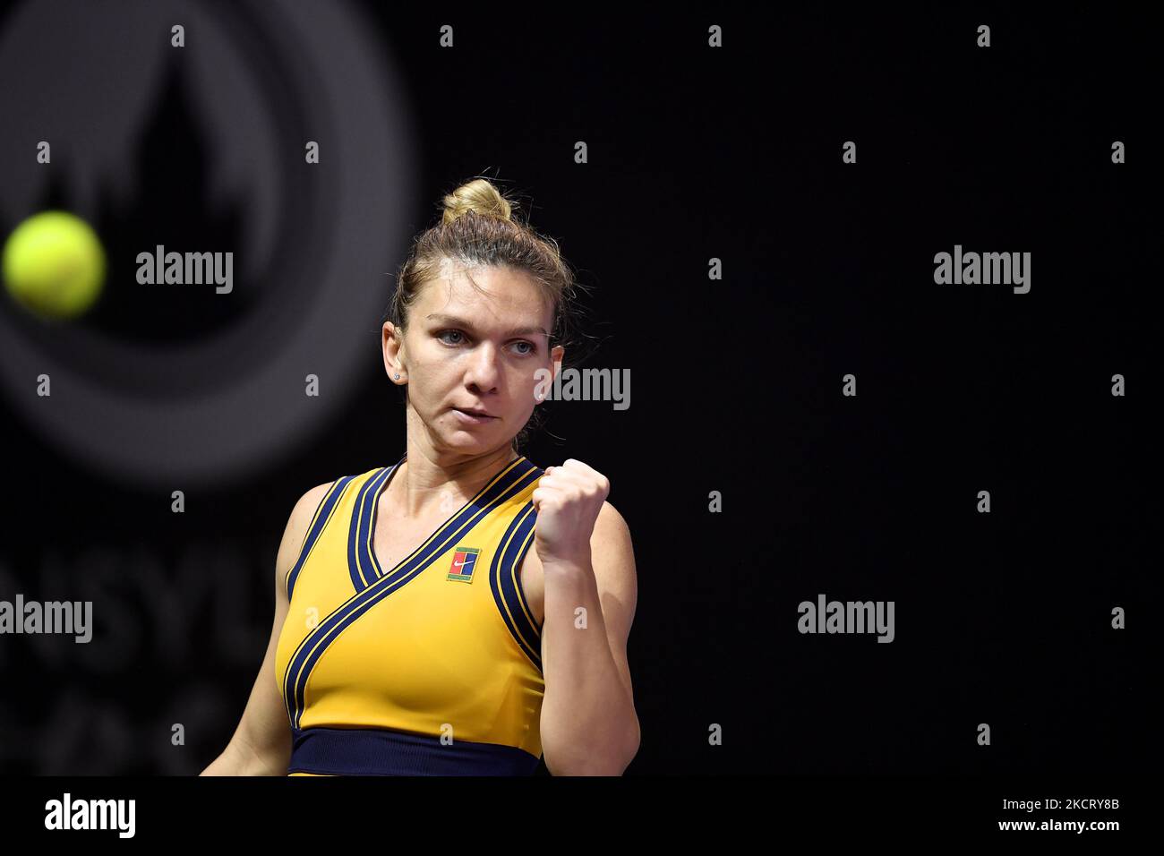 Simona Halep of Romania in action during the Transylvania Open ...