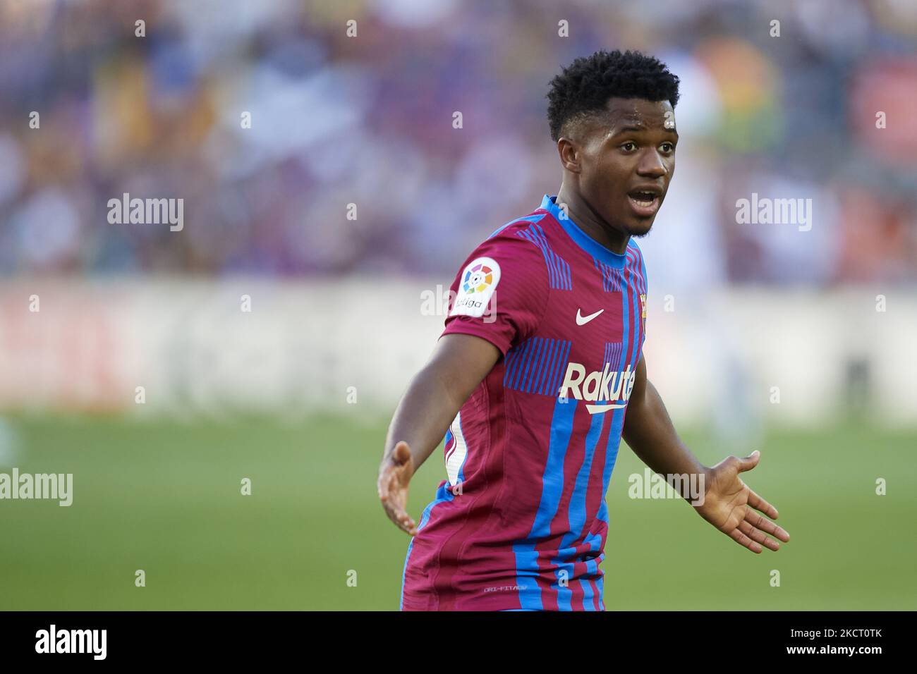 Ansu Fati of Barcelona reacts during the La Liga Santander match ...