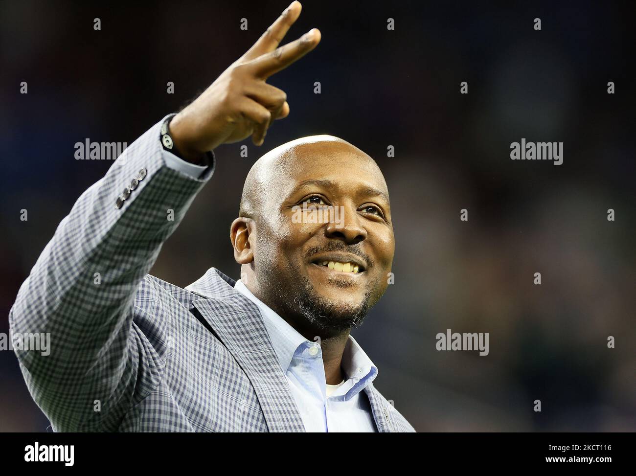 US Army personnel Maurice Pearson is honored during a Salute to Service ...