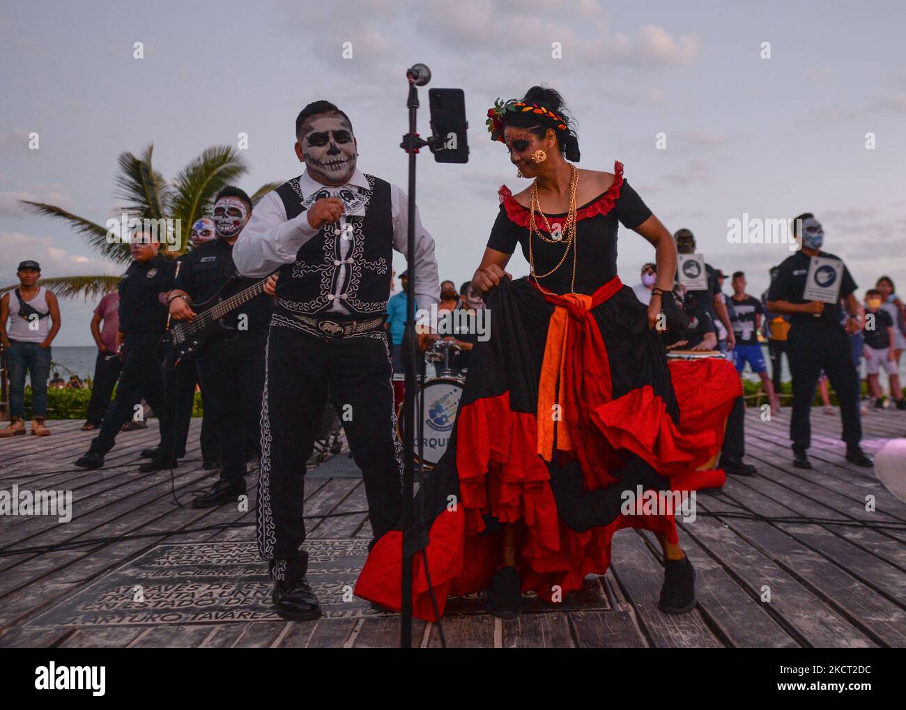 A performance by Quintana Roo Police band during the 'We are all ...