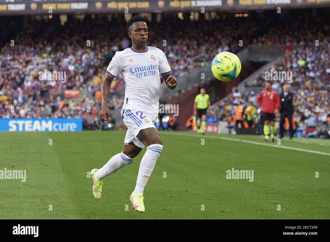 Vinicius Junior of Real Madrid in action during the La Liga Santander ...