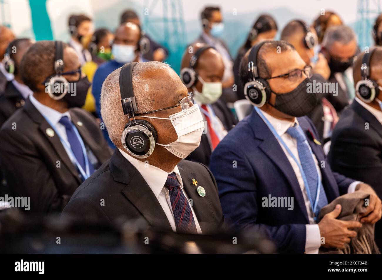 Delegates attend a session at Commonwealth Pavilion at the COP26 UN ...