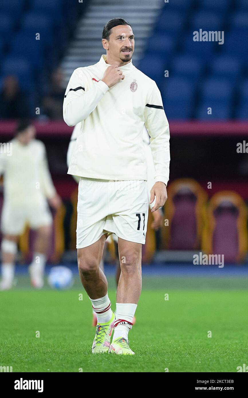Zlatan Ibrahimovic of AC Milan looks on during the Serie A match ...