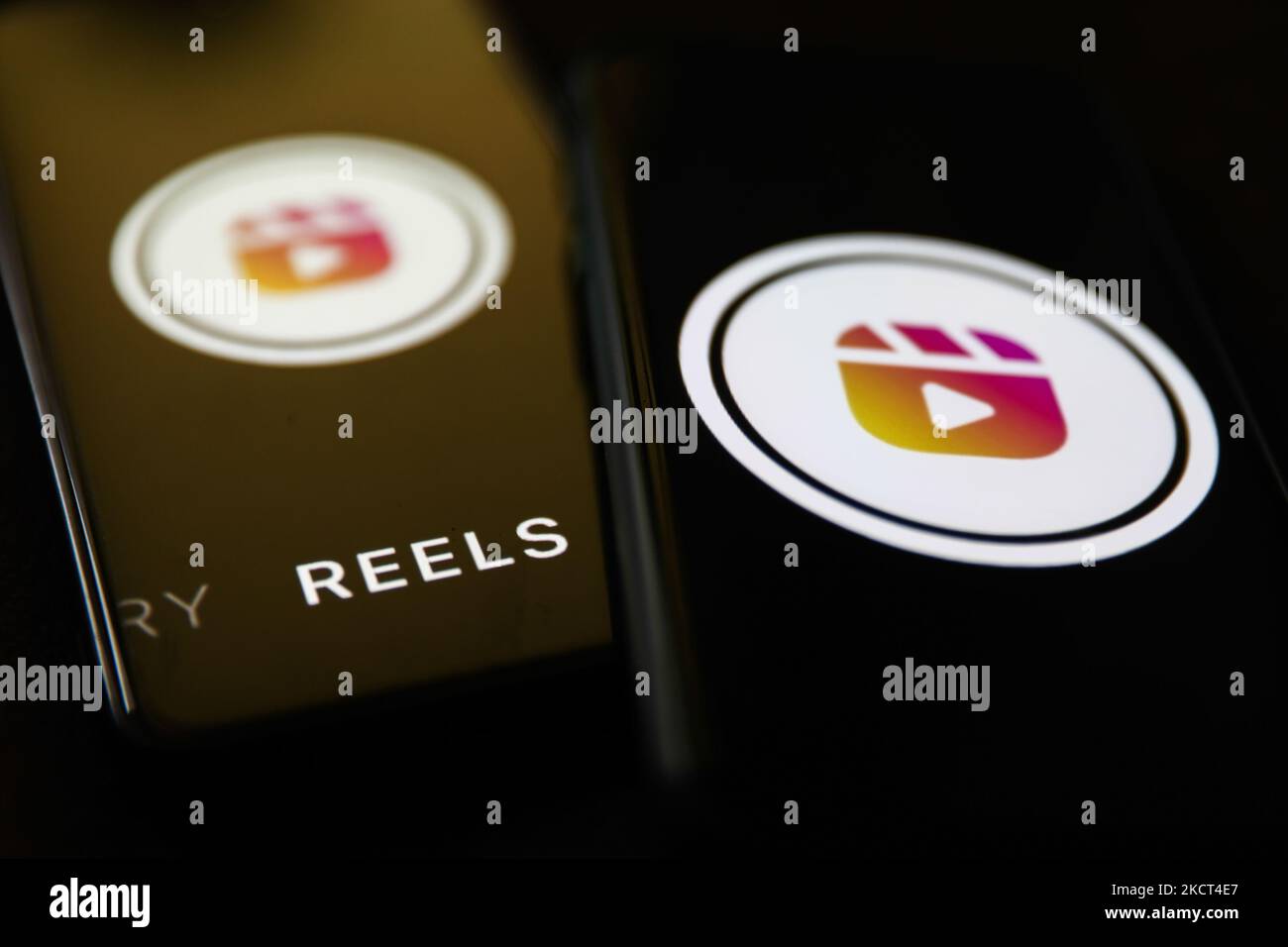 Instagram Reels logos displayed on a phone screens are seen in this ...