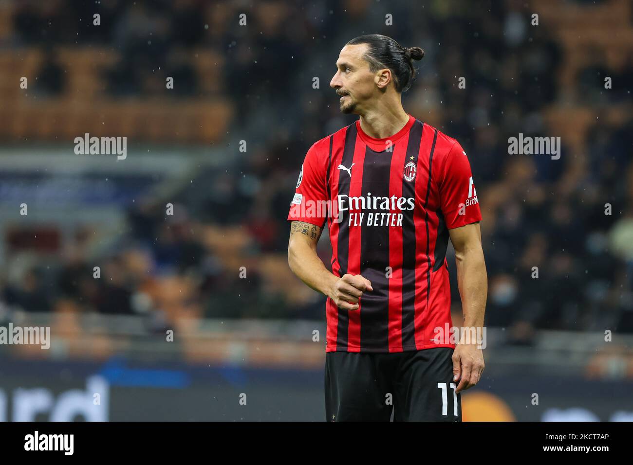 Zlatan Ibrahimovic of AC Milan looks on during the UEFA Champions ...