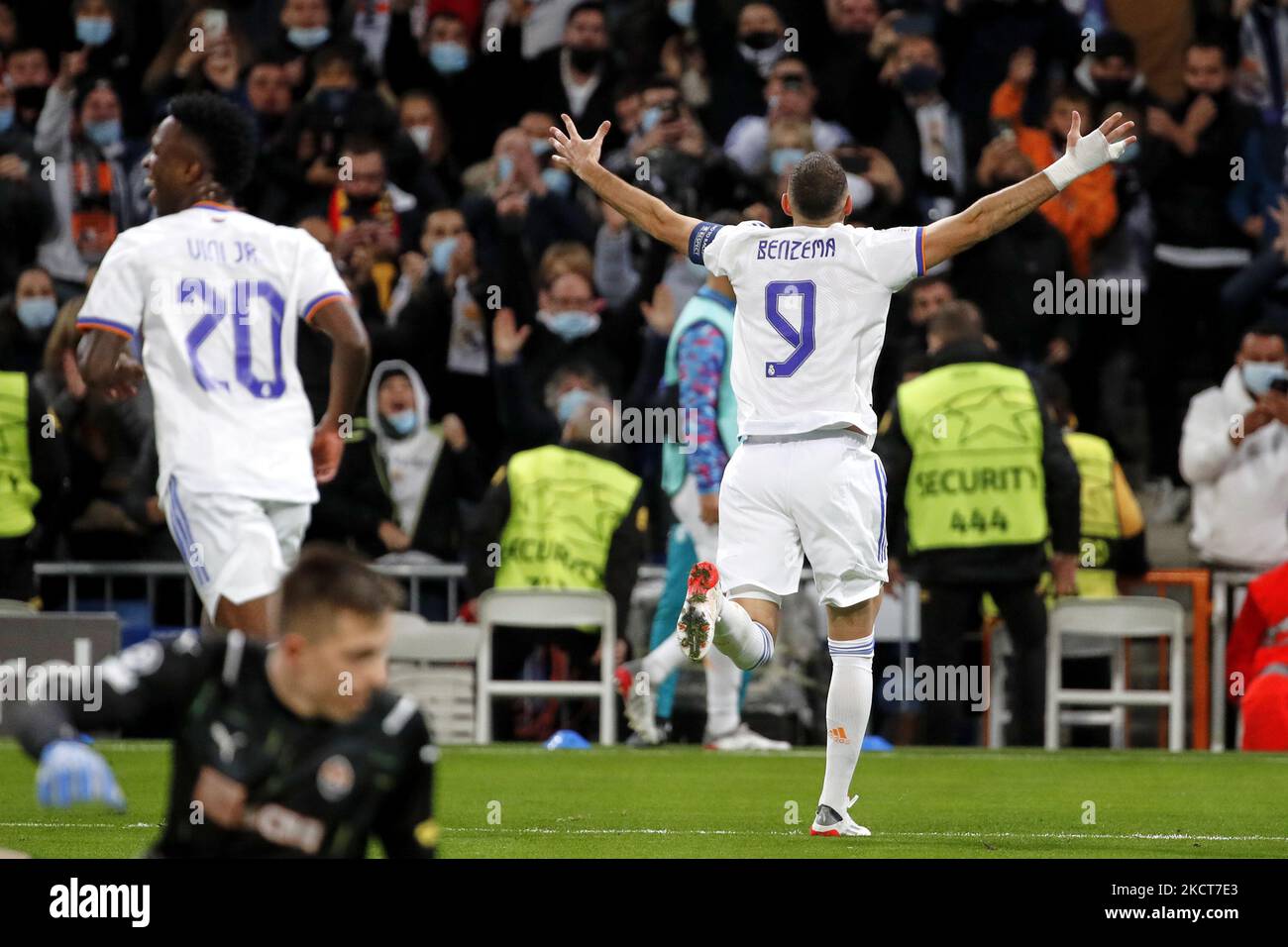 Karim Benzema of Real Madrid celebrate a goal during the UEFA Champions ...