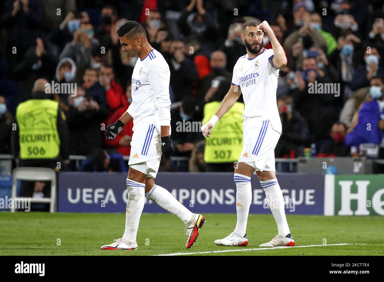 Karim Benzema of Real Madrid celebrate a goal during the UEFA Champions ...