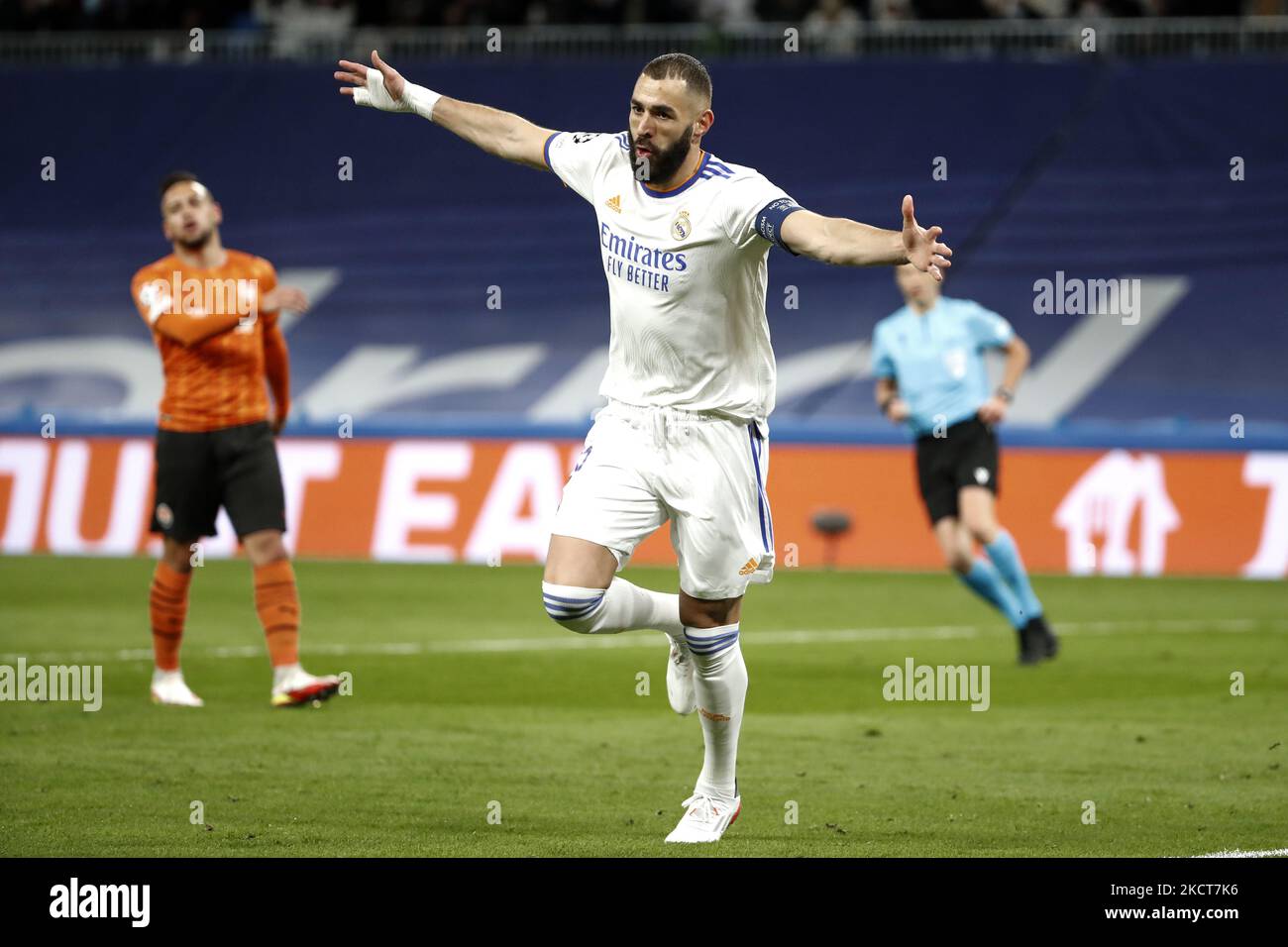 Karim Benzema of Real Madrid celebrate a goal during the UEFA Champions ...