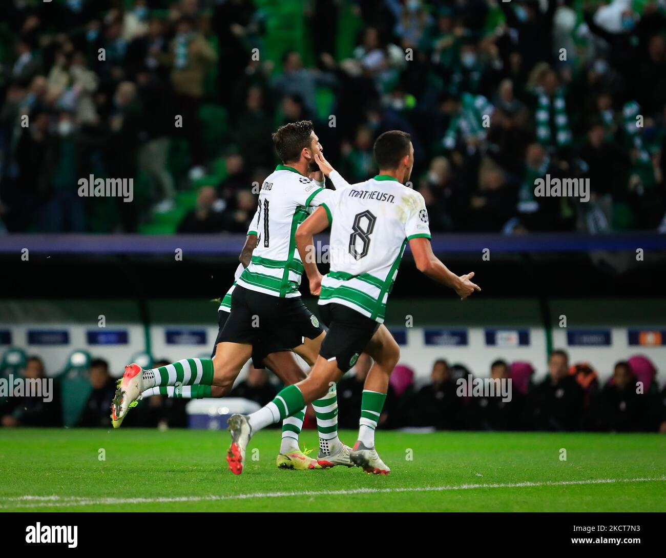 Paulinho of Sporting CP celebrate after scoring a goal during the UEFA ...