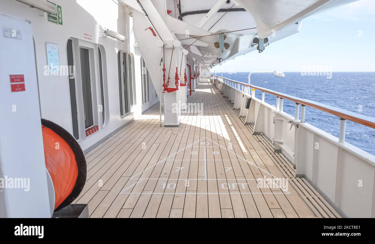 Promenade deck of a cruise ship in navigation Stock Photo - Alamy