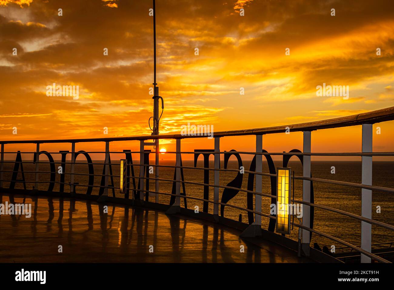 Sunset from a cruise ship in navigation Stock Photo - Alamy