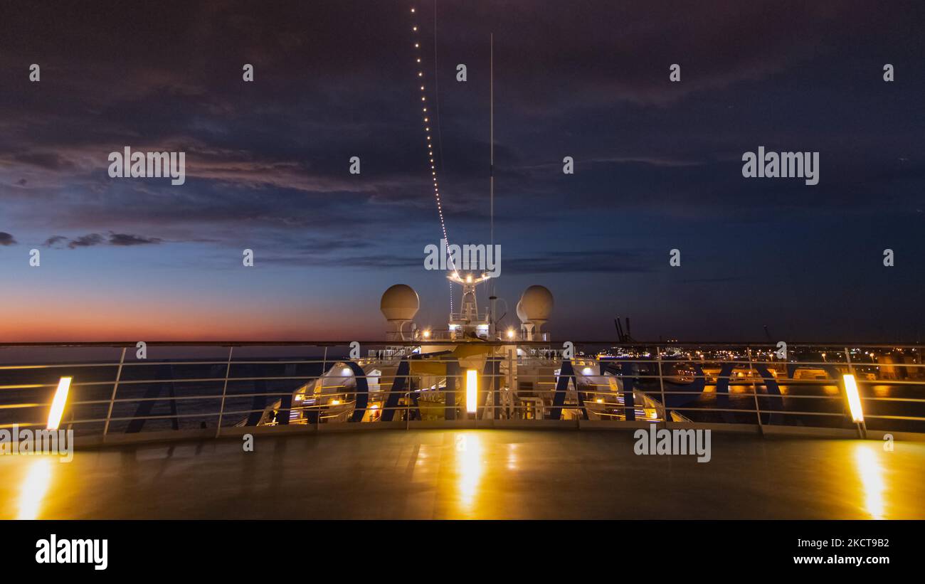 Sunset from a cruise ship in navigation Stock Photo - Alamy