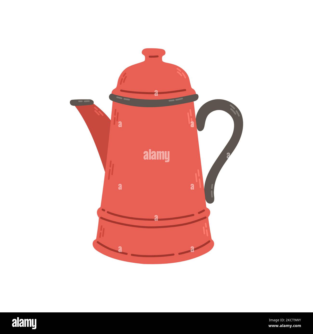 Simple red teapot for tea. Stock design isolated on a white background ...