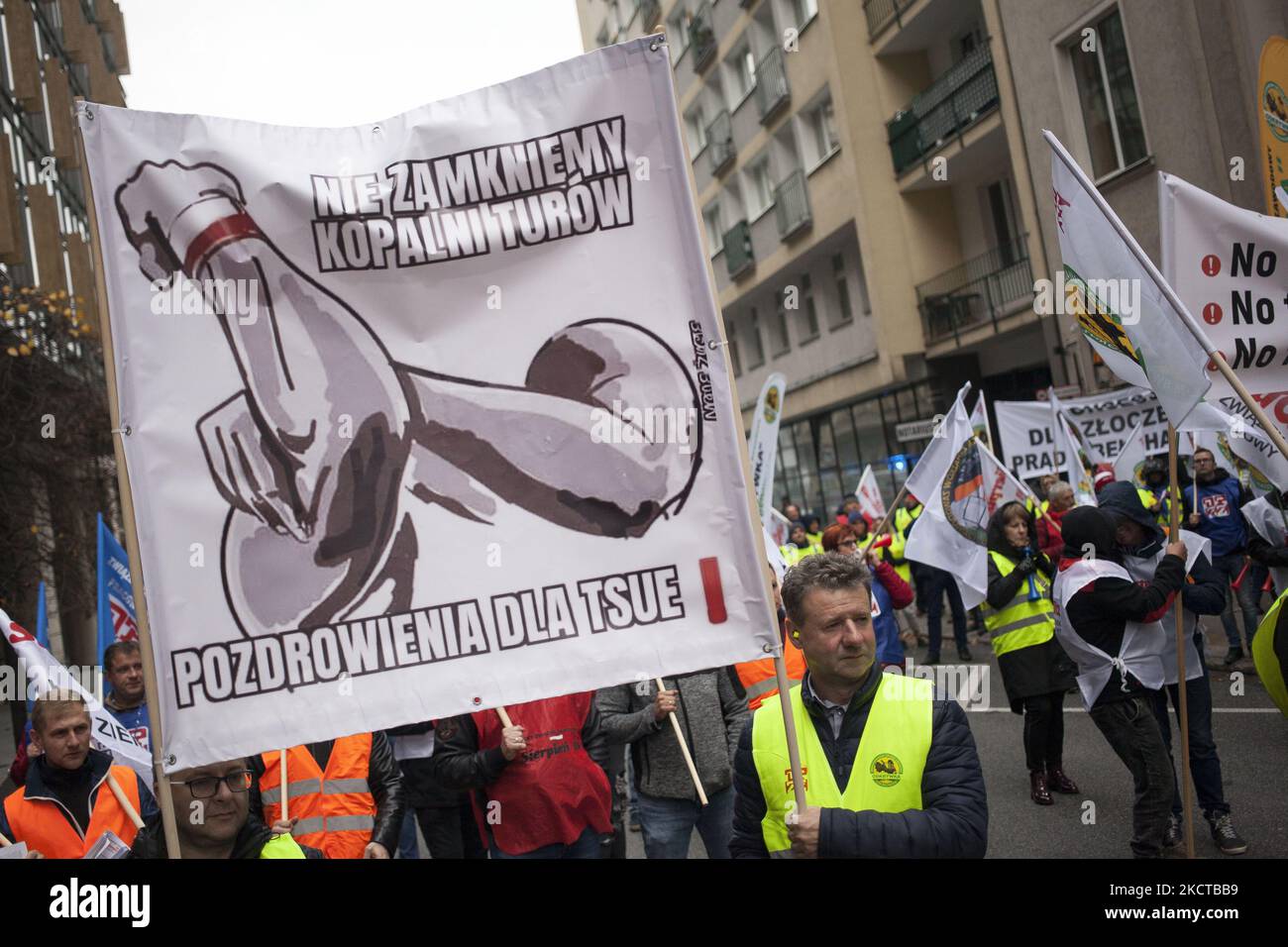 Miners seen during coal mines workers protest against closing mines in ...