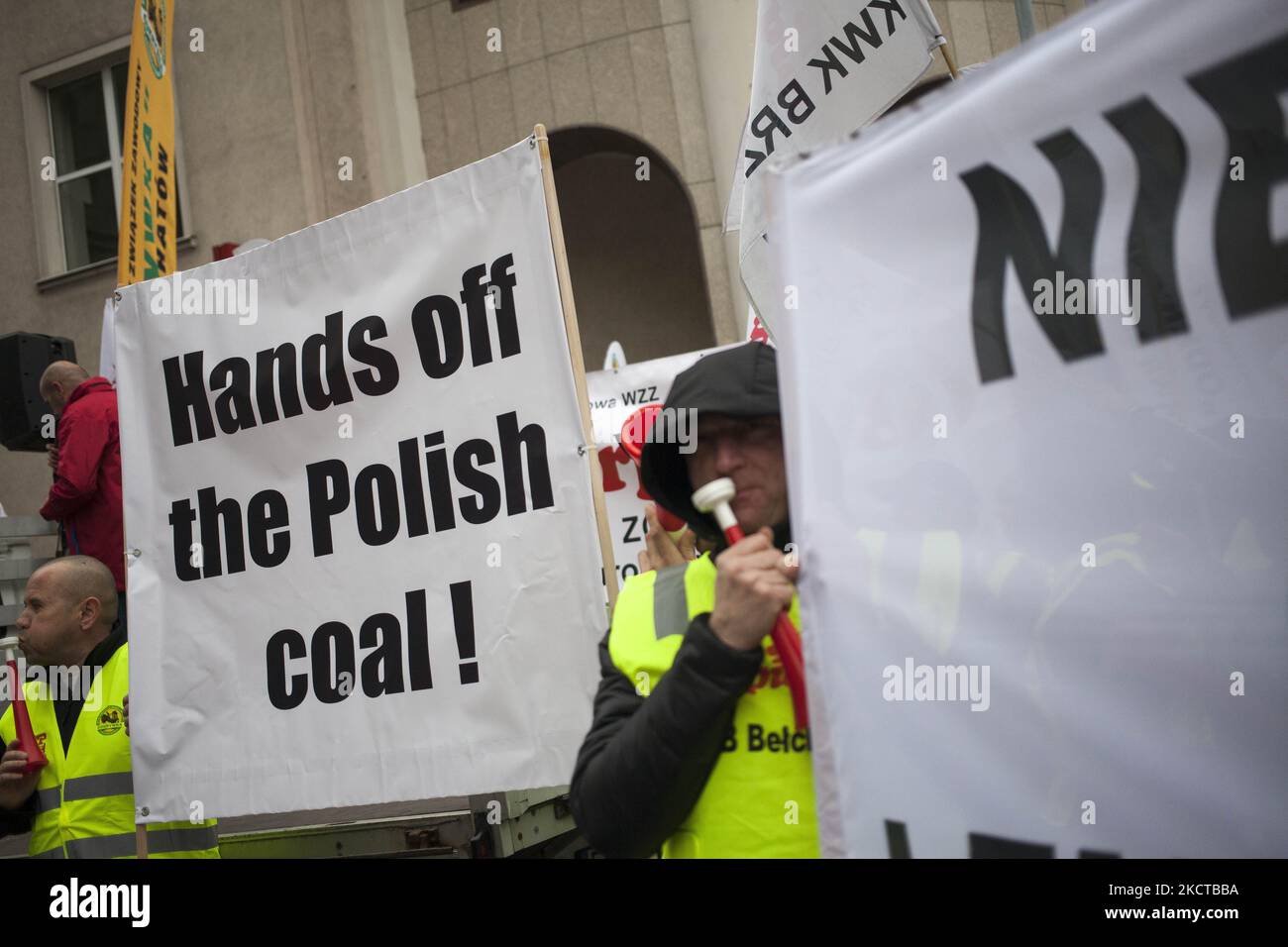 Miners seen during coal mines workers protest against closing mines in ...