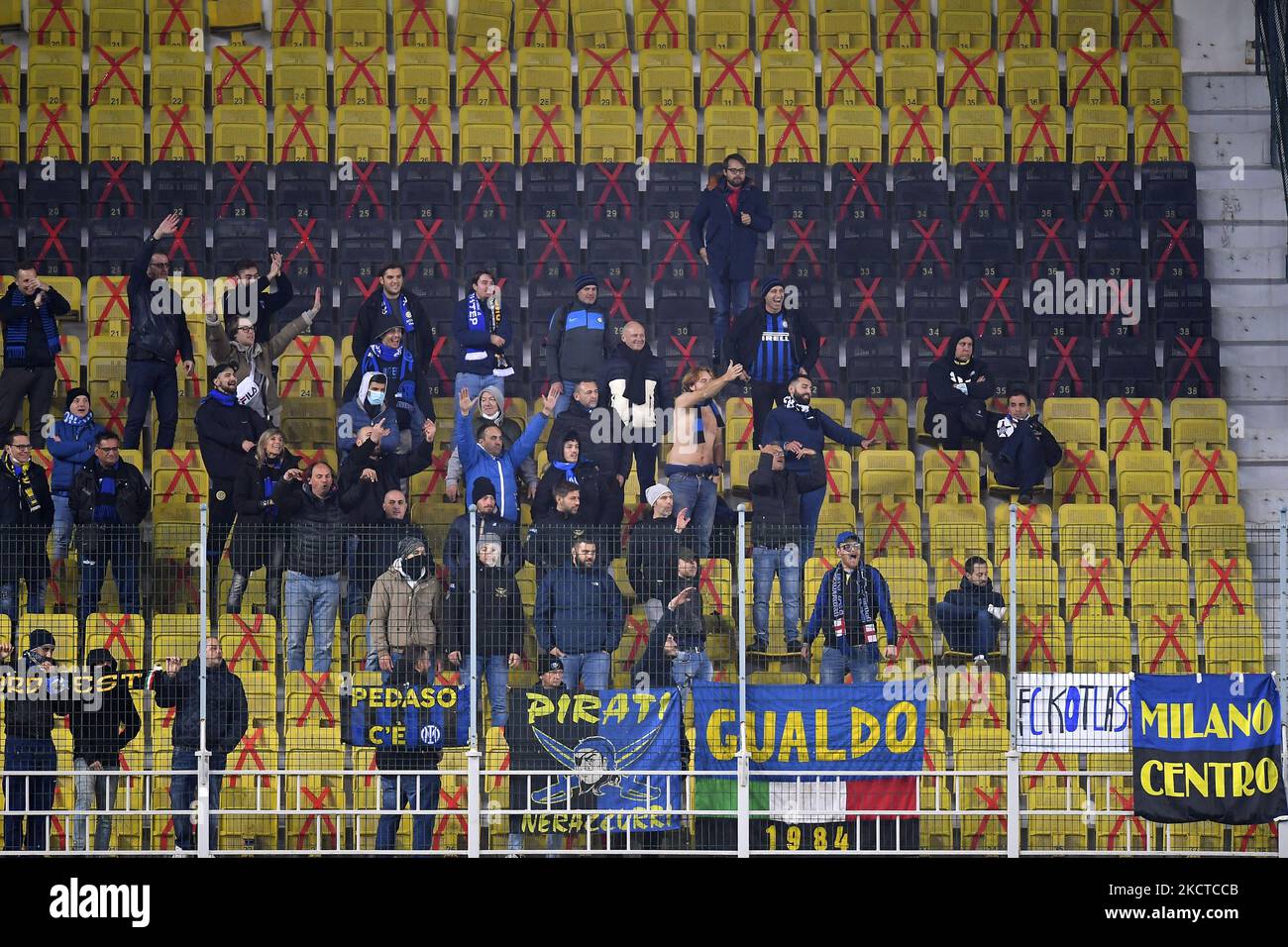 Fans of Inter Milan in action during the UEFA Champions League group D ...