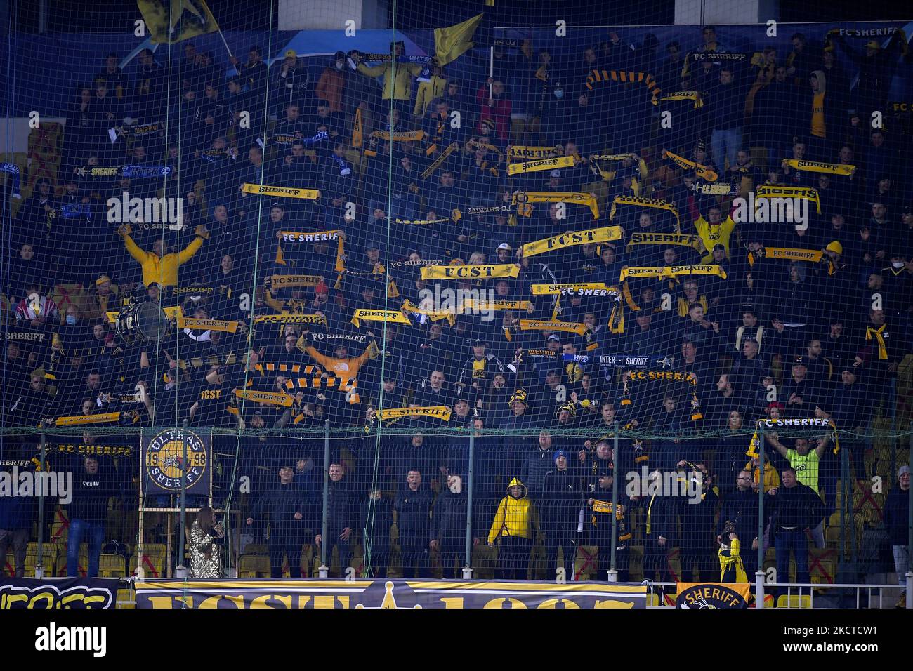 Sheriff Fans in action during the UEFA Champions League group D ...