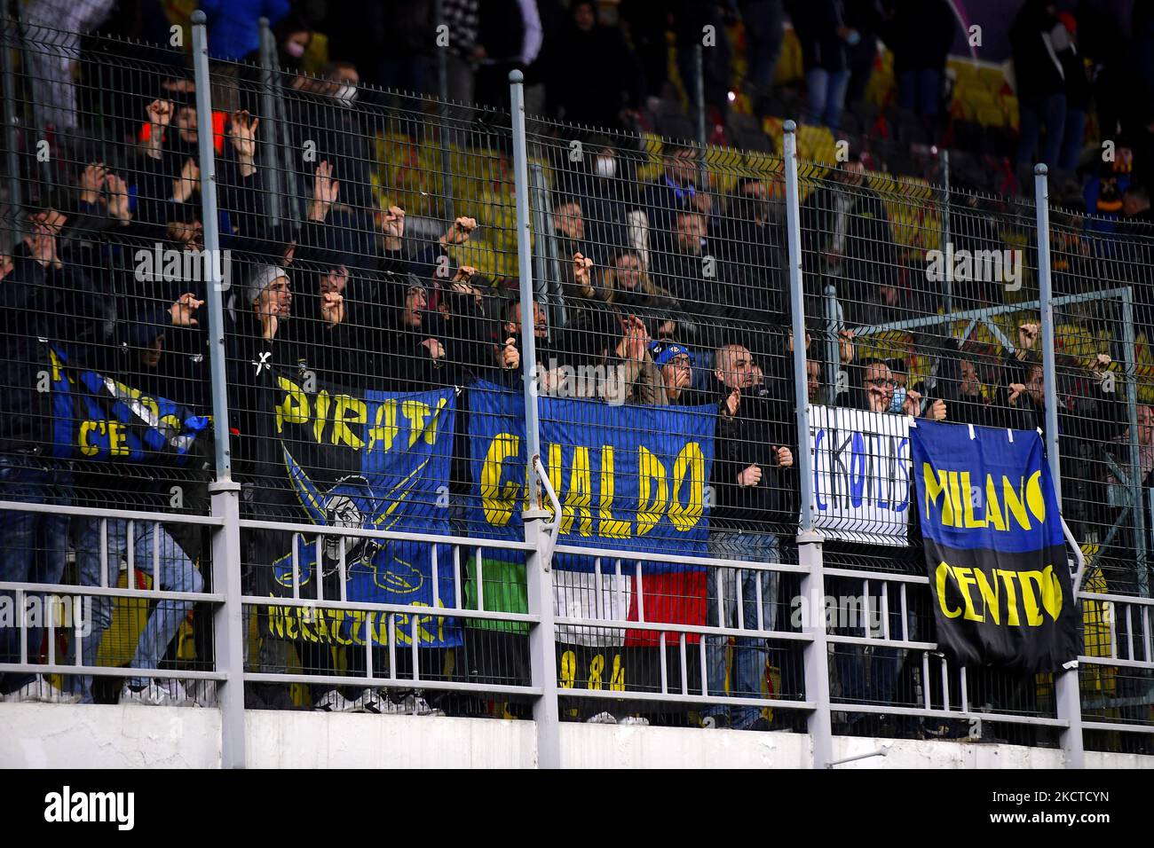 Fans of Inter Milan in action during the UEFA Champions League group D ...