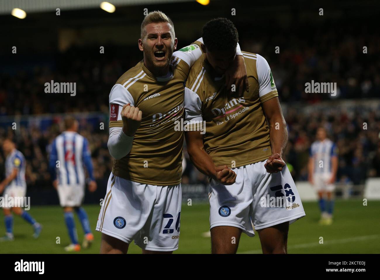 Chris Forino-Joseph of Wycombe Wanderers celebrates with Jason McCarthy ...