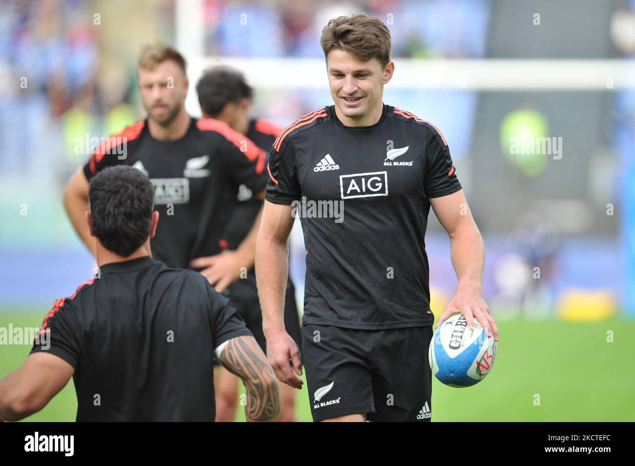 Beauden Barrett during warm up before the 2021 Rugby Autumn Nations ...