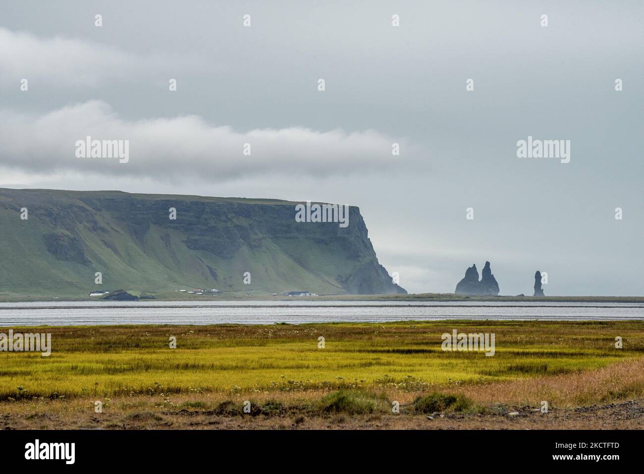 The iconic cliffs at Vik. Vik is the southernmost village in Iceland ...