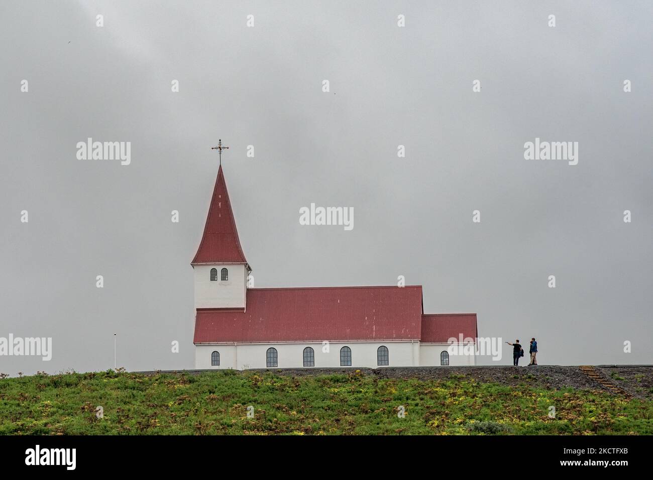 The church in Vik. Vik is the southernmost village in Iceland located ...