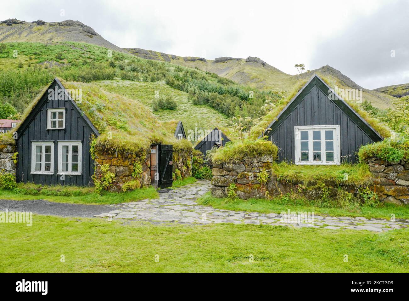 Traditional Icelandic houses in Skogar. This area is known for the ...