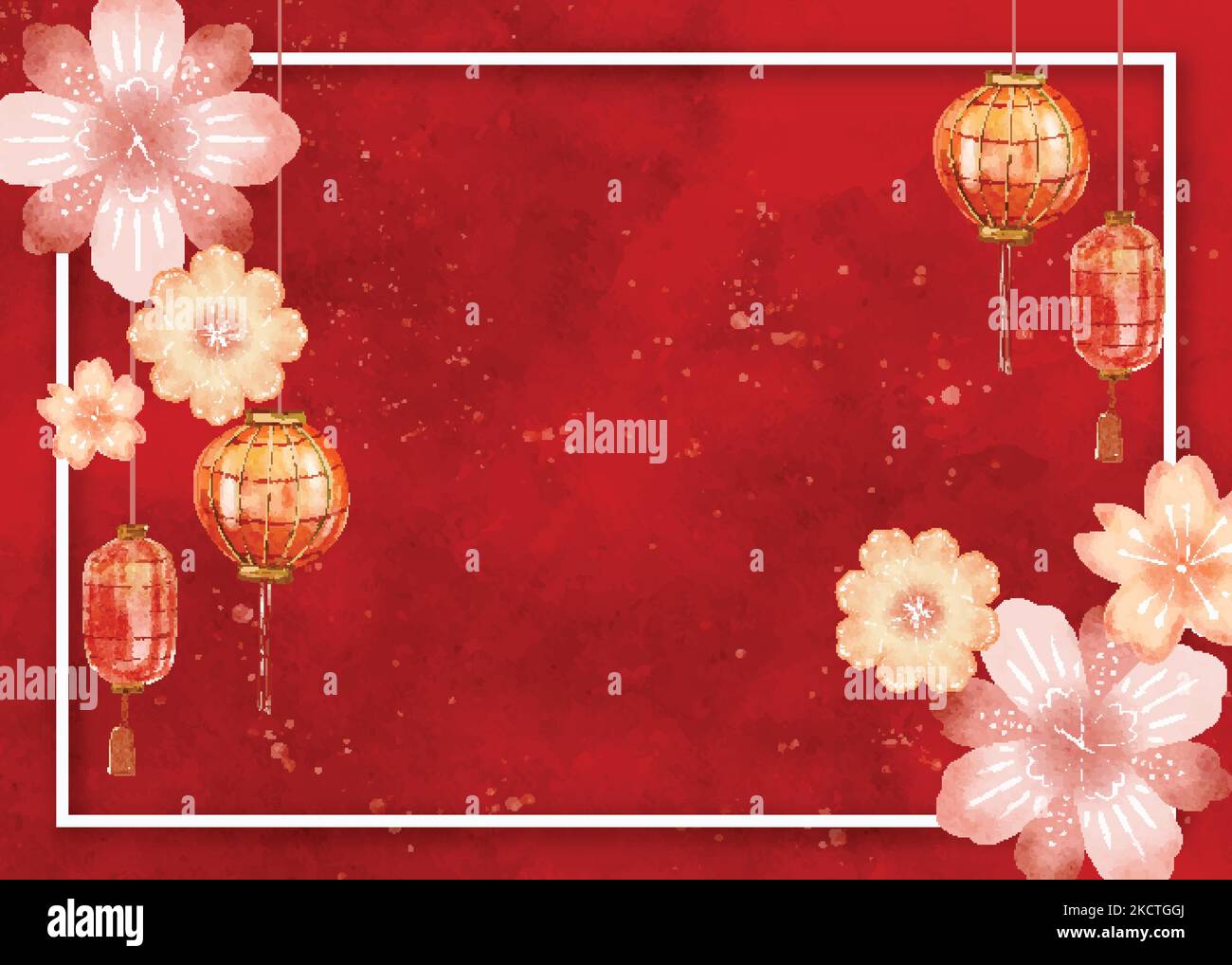 watercolor chinese new year background vector design illustration Stock ...