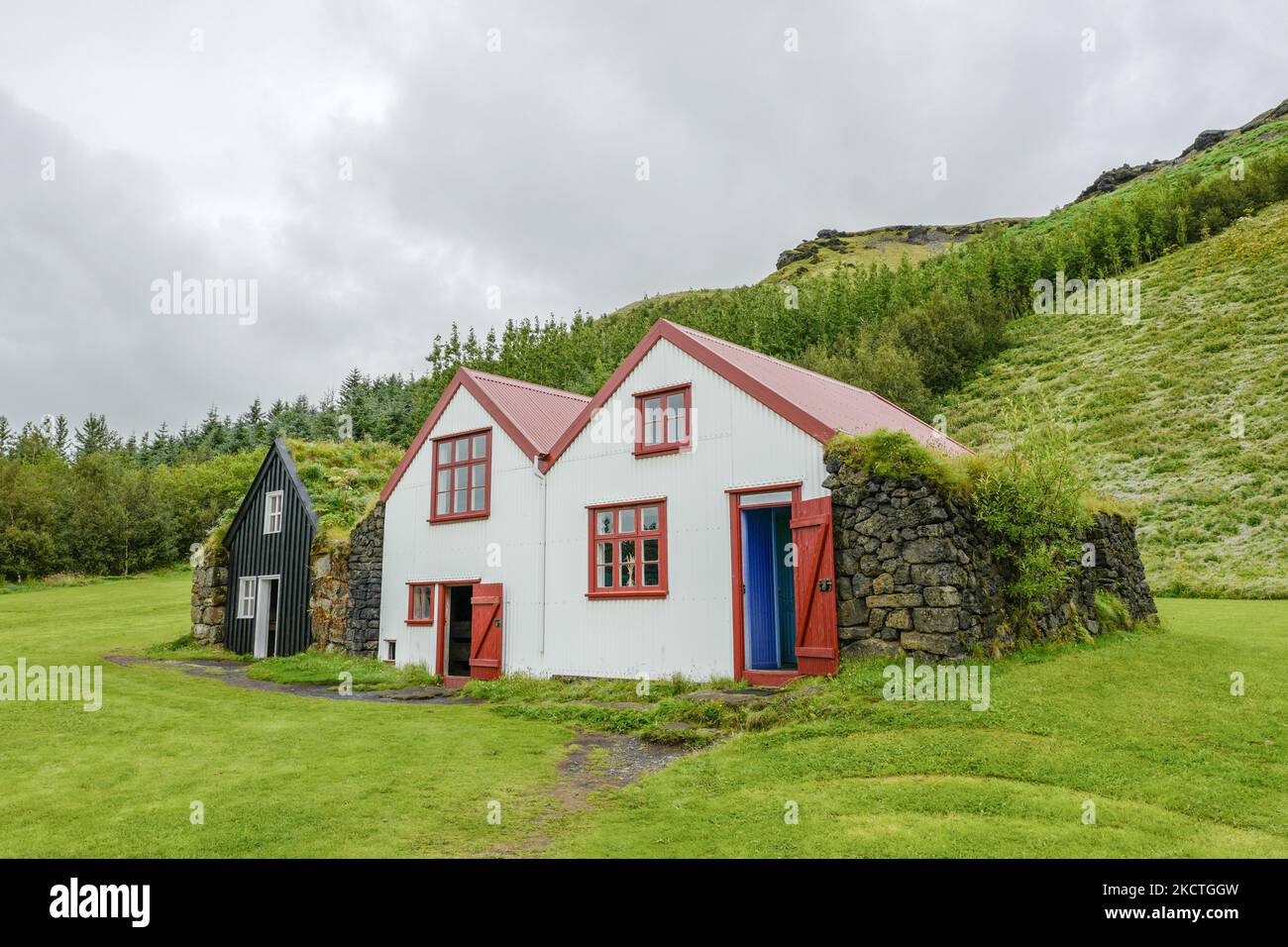 Traditional Icelandic houses in Skogar. This area is known for the ...