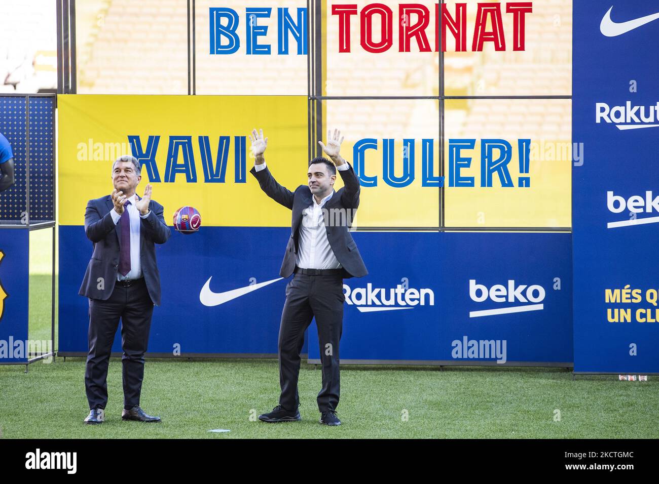 Xavi Hernandez presented as a new coach of FC Barcelona at Camp Nou ...