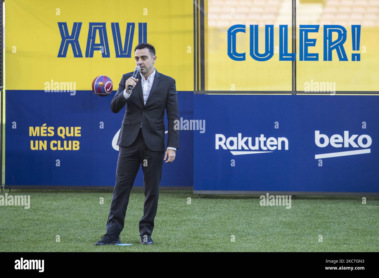 Xavi Hernandez presented as a new coach of FC Barcelona at Camp Nou ...
