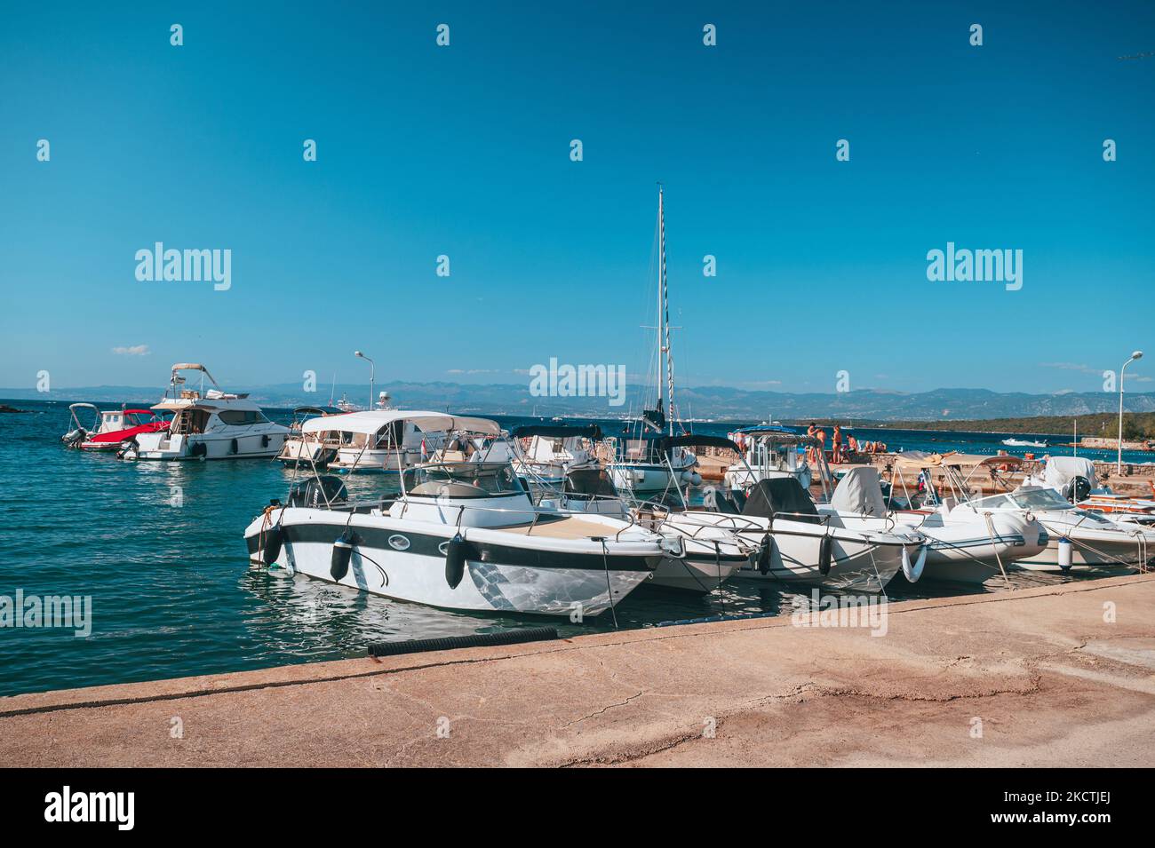 Boats near the Mediterranean Sea. Vacation in Croatia. Summer time in ...