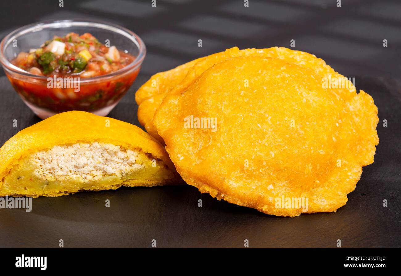 Tasty Fried Cakes Filled With Chicken - Traditional Colombian Cuisine ...