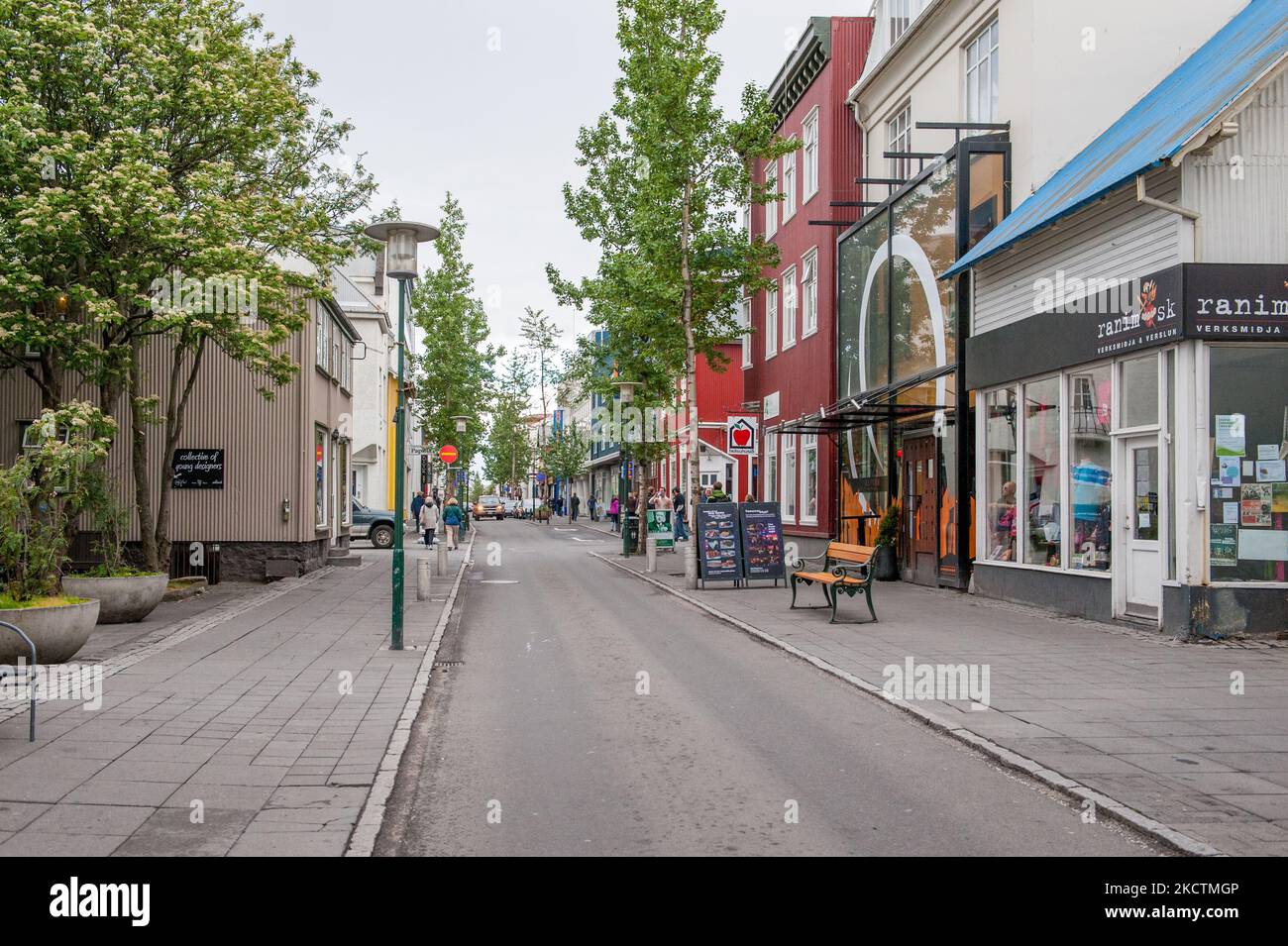 Downtown Reykjavik. The capital city of Iceland has a small town ...