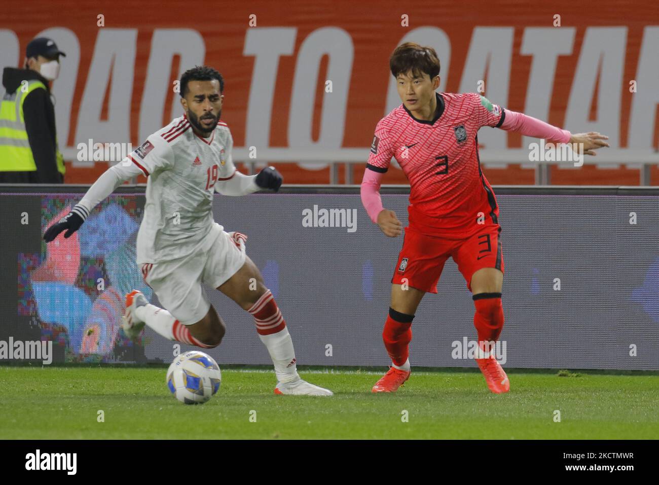 Kim JinSu of South Korea and Tahnoon Hamdan Alzaabi of UAE action ...