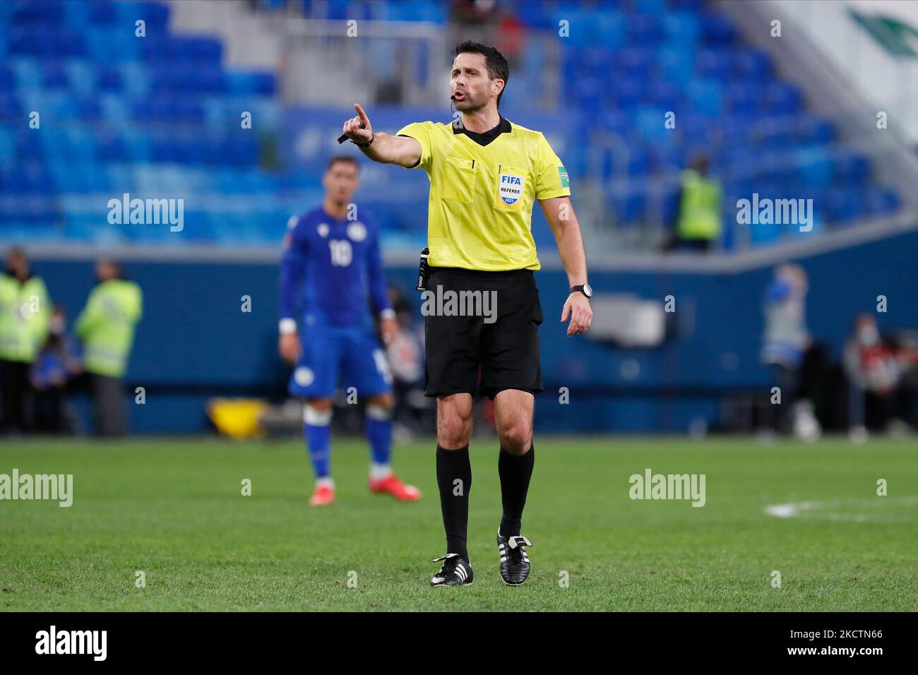 Referee Daniel Stefanski gestures during the FIFA World Cup Qatar 2022 ...