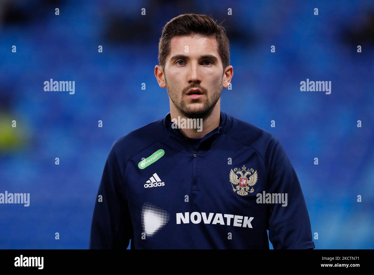 Aleksei Sutormin of Russia looks on during the warm-up ahead of the ...