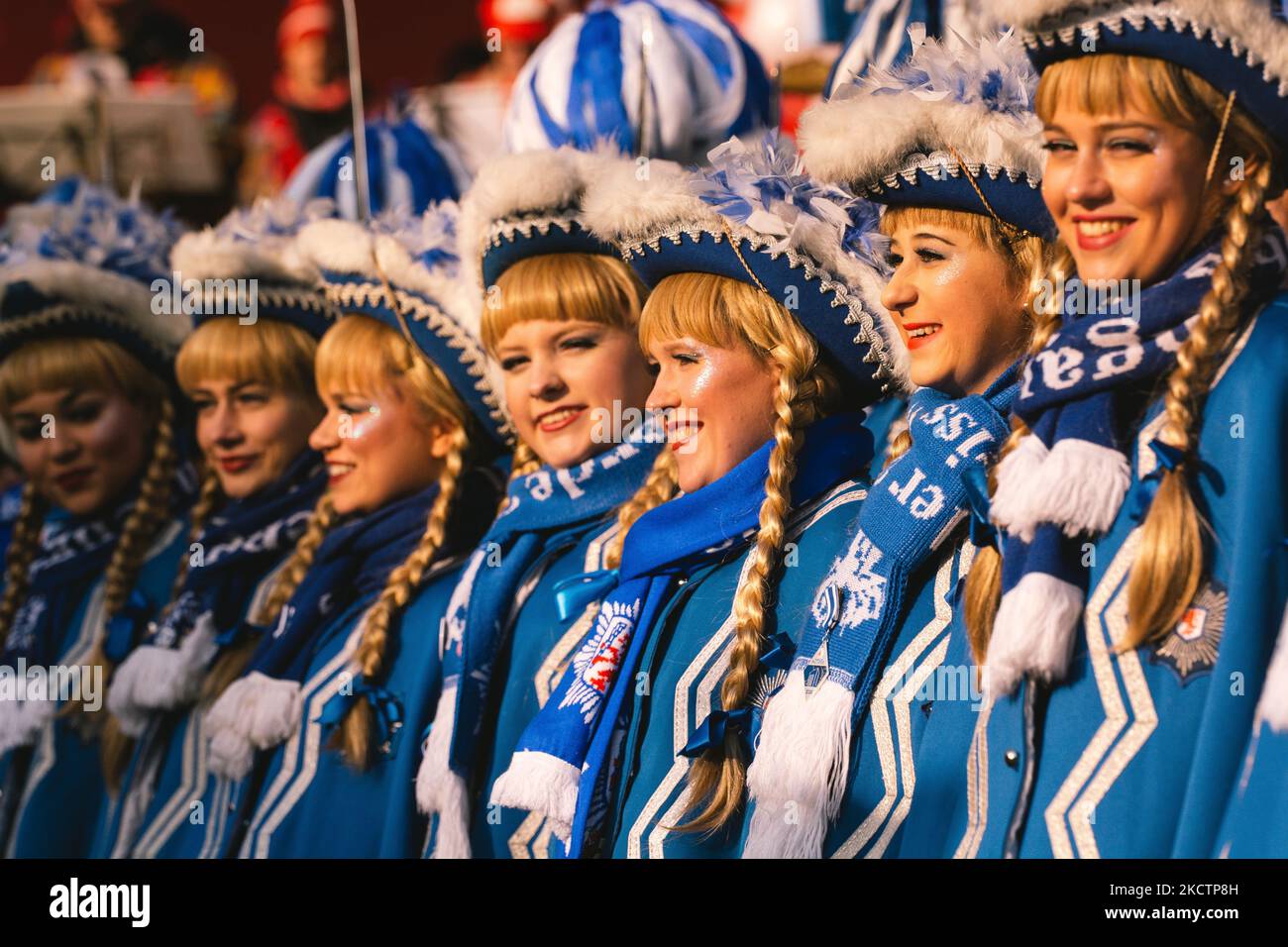 carnival members celebrate for the camera during the carnival opening ...