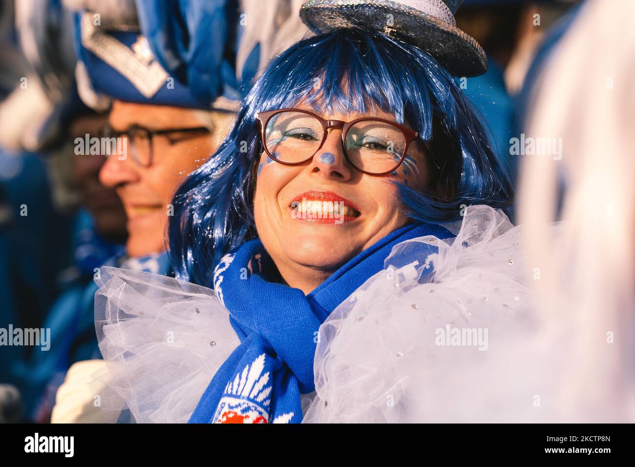 carnival members celebrate during the carnival opening in Duesseldorf ...