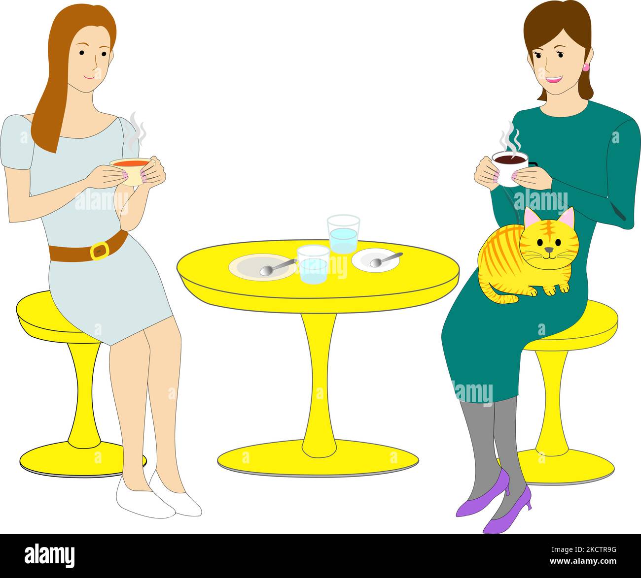 Female friends cafe Stock Vector Images - Alamy