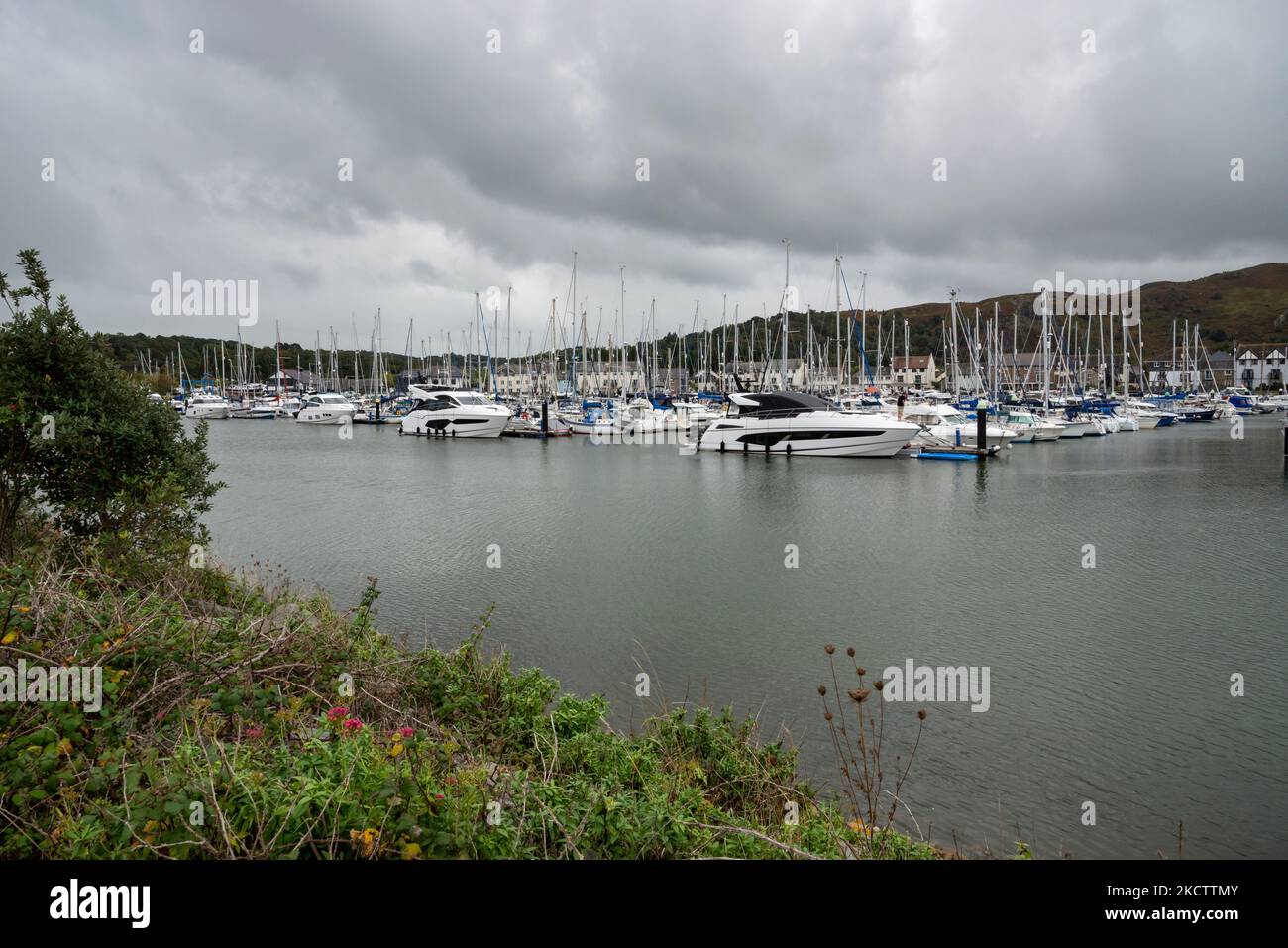 Conwy marina on the coast of North Wales. A cloudy autumn day Stock ...