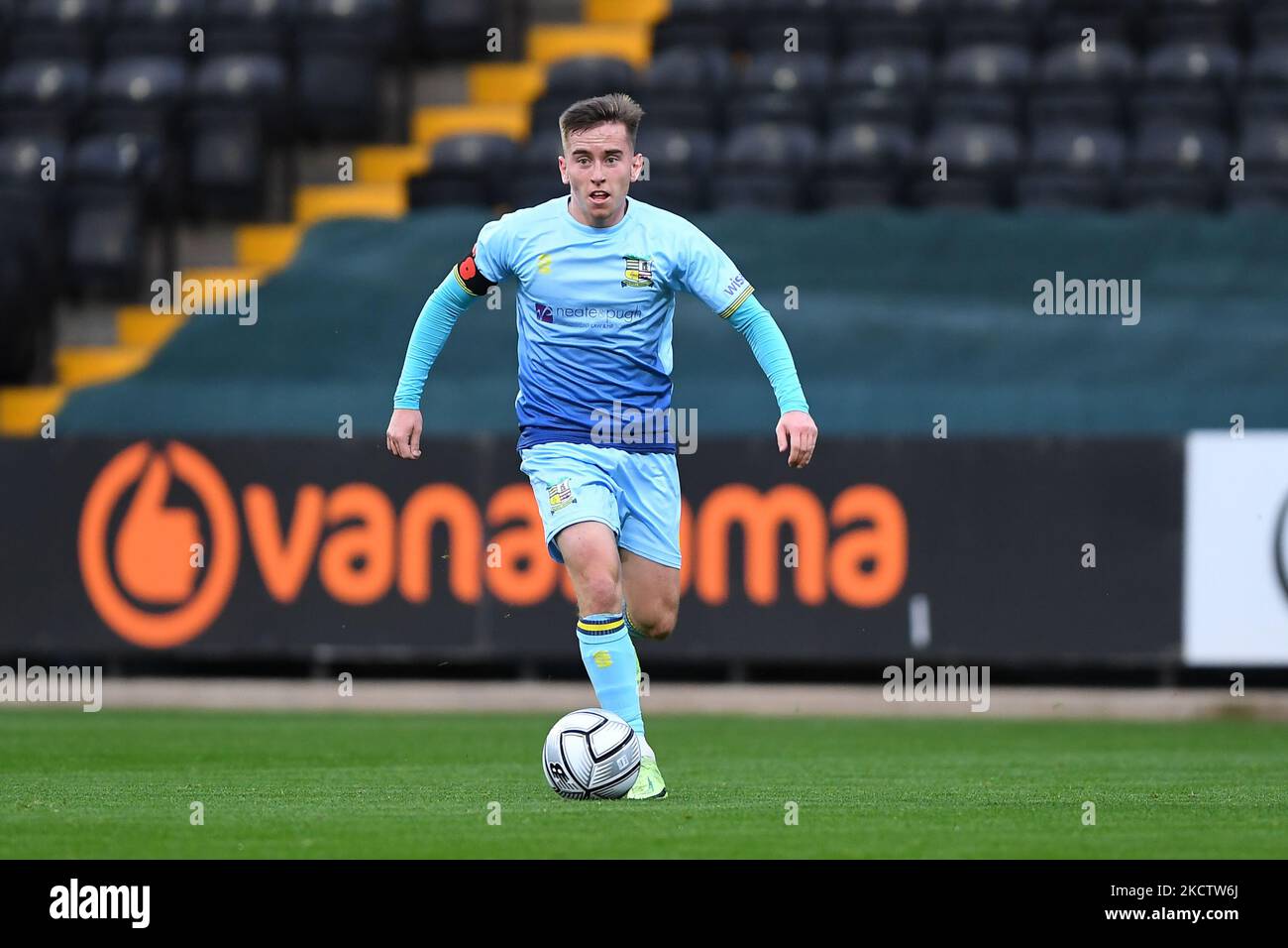 Joe Sbarra of Solihull Moors runs with the ball during the Vanarama ...