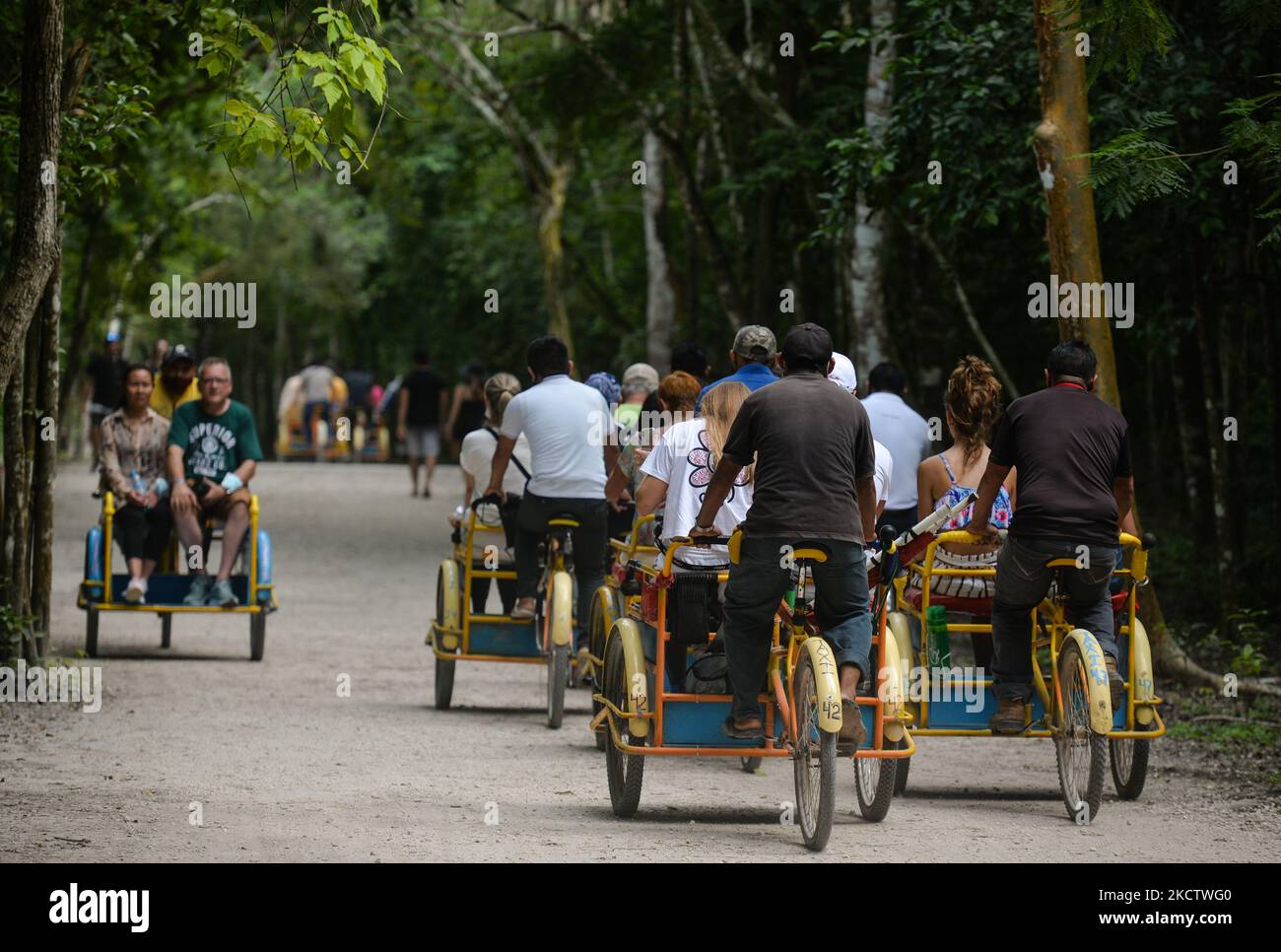 Bicitaxis (tricycle taxis) awaiting for visitors inside the ...