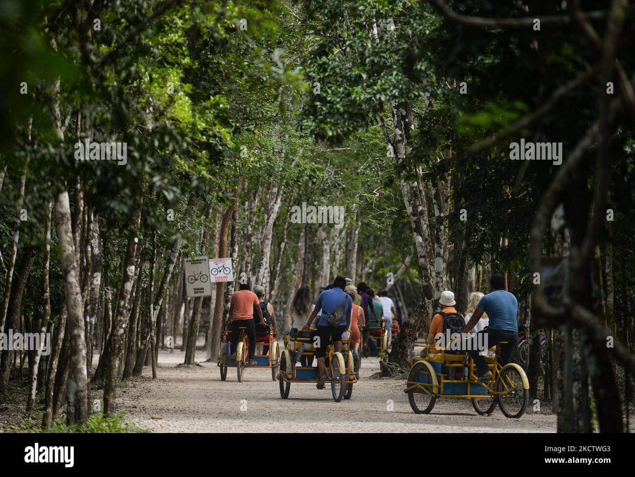 Bicitaxis (tricycle taxis) awaiting for visitors inside the ...