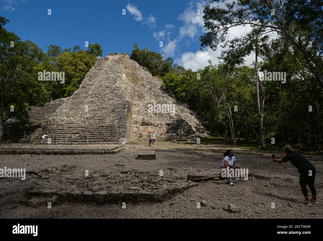 A 137-feet tall (42 meters) Nohoch Mul Pyramid, the tallest Mayan ...
