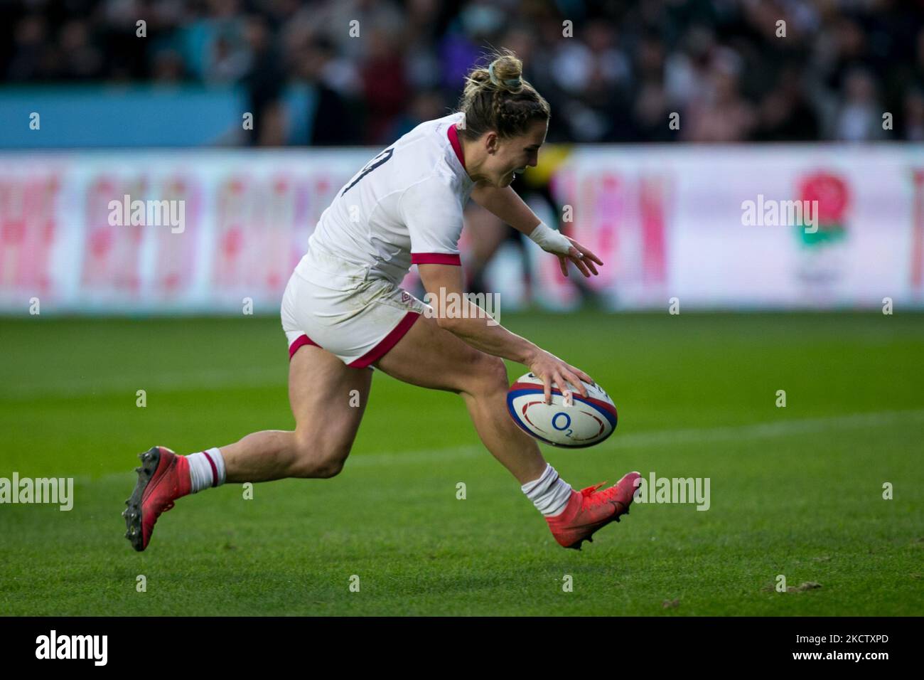 Amy Cokayne of England controls the ball during the International match ...