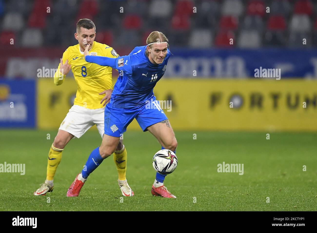 Stefan Teitur Thordarson and Alexandru Cicaldau in action during the ...