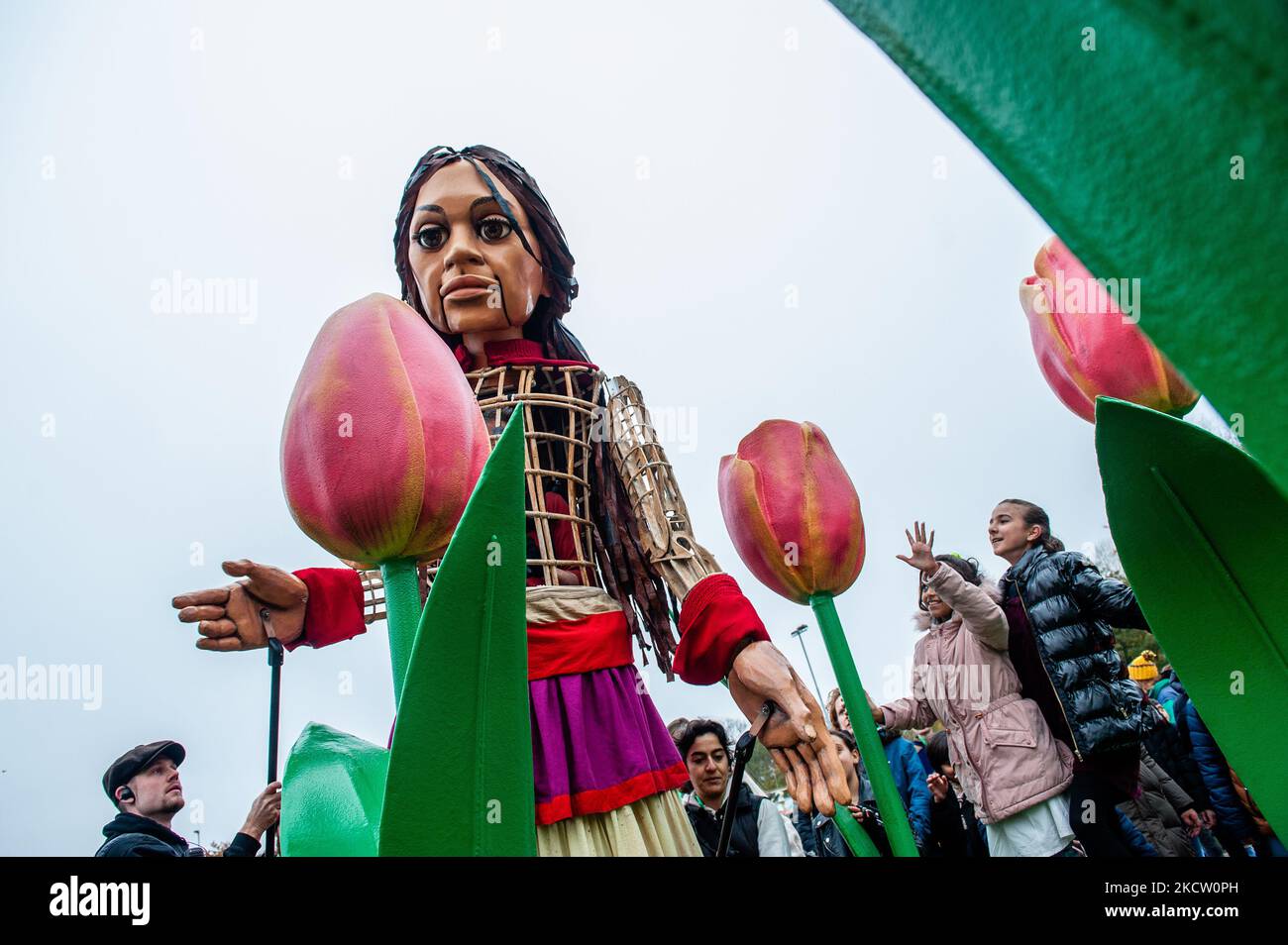 The giant puppet 'Little Amal', a nine-year-old Syrian refugee girl and ...